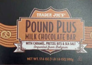 Trader Joe's Pound Plus Milk Chocolate Bar with Caramel, Pretzel Bits ...